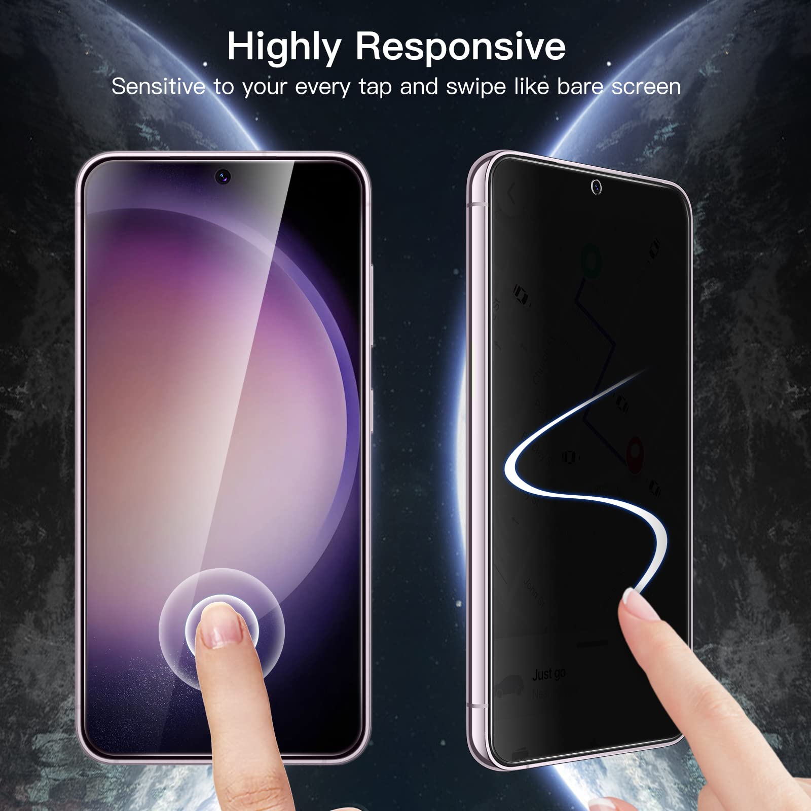 JETech Privacy Screen Protector for Samsung Galaxy S23+ / S23 Plus 5G 6.6-Inch with Camera Lens Protector, Anti-Spy Tempered Glass Film, Fingerprint ID Compatible, 2-Pack Each