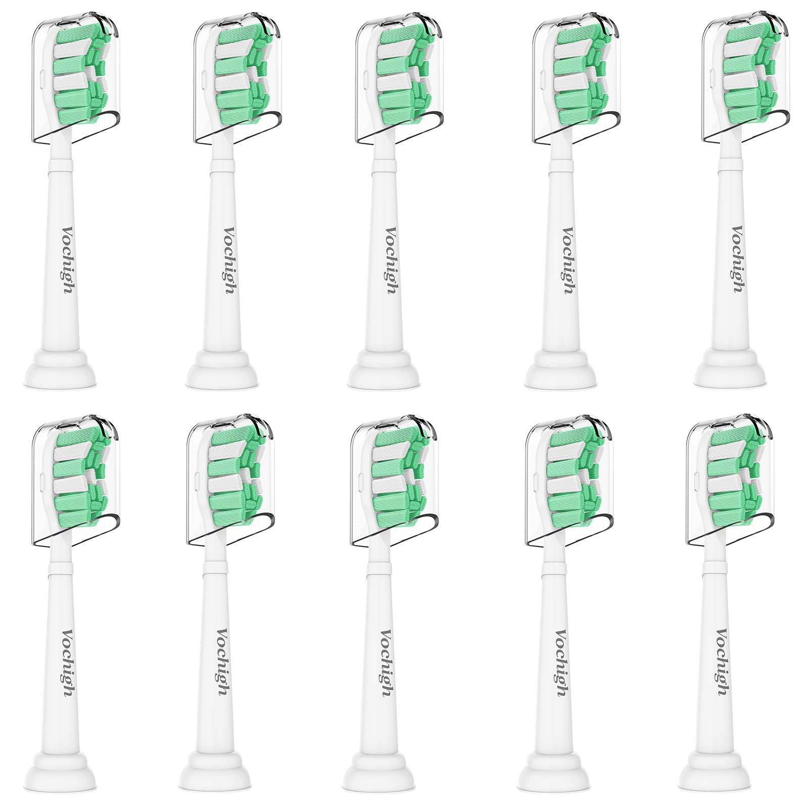 Vochigh Replacement Toothbrush Heads for Philips Sonicare ProtectiveClean: Compatible with Sonicare DailyClean EasyClean 2 Series & 3 Series Electric Toothbrush 10 Pack, Green