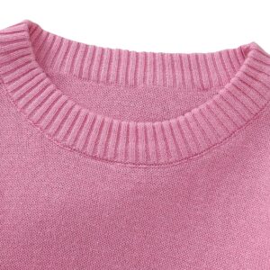 Toddler Baby Boys Knit Sweater Girls Pullover Sweatshirt Little Kids Long Sleeve Crew Neck Solid Casual Tops Winter Clothes Pink