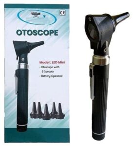 sainio auriscope with battery handle portable, otoscope led - white light pocket scope