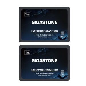 gigastone enterprise ssd 1tb nas ssd drive cache (2-pack) 24/7 durable tlc high endurance business server data center raid network attached storage 2.5" sata internal solid state hard drives