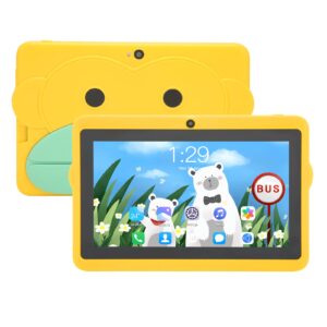 kids tablet for 10, 7 inch eye protection touch screen, dual camera, 2gb ram 32gb rom, 5g wifi dual band, 8 cores cpu, kid proof case (yellow)