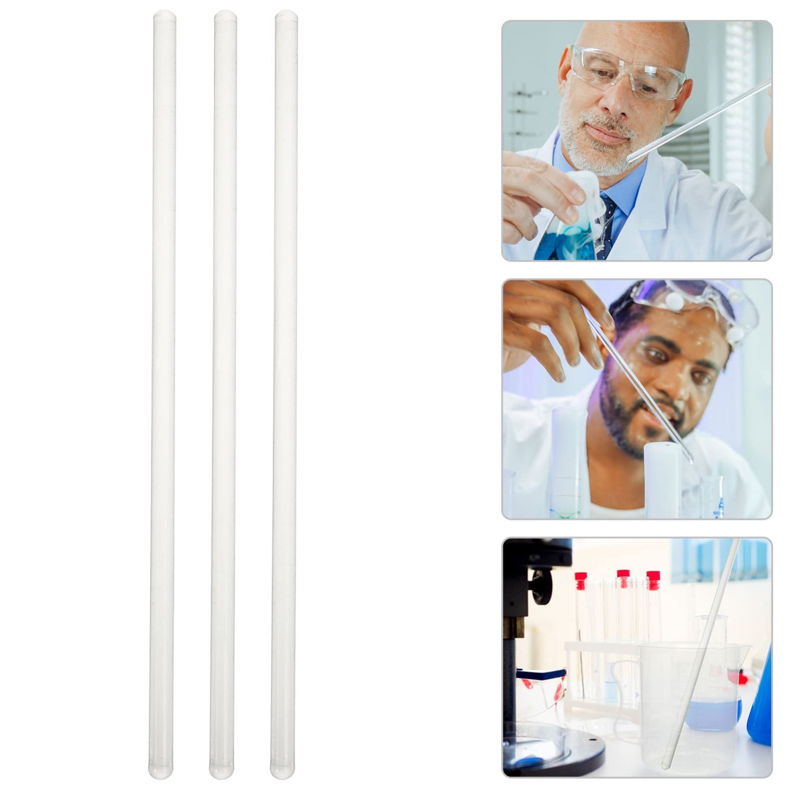 iplusmile 3Pcs Glass Stir Sticks 8 inch Length, Stir Rod Mixing Tools with Both Ends Round for Lab Kitchen Science