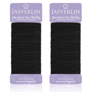 jasverlin small hair elastics, black hair ties ponytail holder fine thin medium hair no pull long lasting braid hair styling rubber bands for women 8-14 girl men 2mm 80 pieces (black)