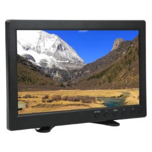 10.1in gaming video monitor, 1366x768 16x9 hd tft lcd color screen display with vga, av, bnc, usb, dc portable computer monitor, built in dual speakers, for bedroom, travel (us plug)