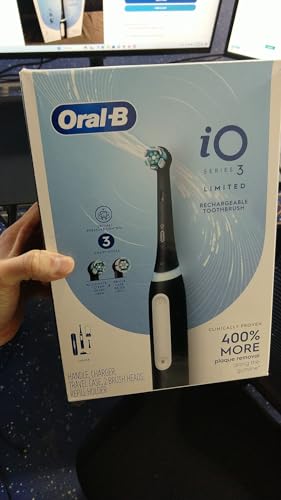 Oral-B iO Series 3 Limited Edition Electric Toothbrush with 2 Brush Heads, Ultimate Clean, Gentle Care, Pressure Sensor, Rechargeable, Blue, with Compatible Microfiber Cleaning Cloth