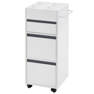 barberpub salon trolley with drawers barber cart storage cabinet beauty organizer spa equipment 2039 (white)