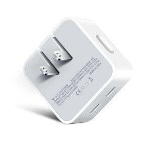 35w dual usb-c port compact power adapter pd foldable usb type c plug fast wall charger block for android, iphone 15 14 13 12 11 pro max plus mini, ipad