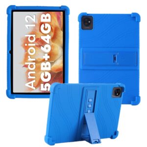 hminsen case for blackview tab 7 wifi/tab 8 wifi tablet, kids friendly soft silicone adjustable stand cover for blackview tab a7 kids 10.1 inch/oscal pad60 / pad70 2023 10.1 tablet (blue)