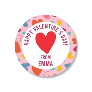 personalized valentine's day stickers, custom happy valentine's day stickers, valentines labels, round valentines party favors, gift sticker, vp2304