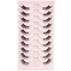 hbzgtlad new 10 pairs 3d mink lashes false eyelashes handmade wispy fluffy long lashes natural eye makeup tools eye lashes(ja2505)