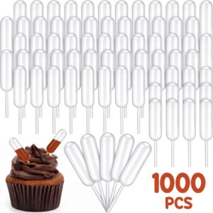 kingdder 1000 pcs 4 ml cupcake pipettes squeeze transfer dropper disposable dropper pipettes plastic transfer pipettes liquor infuser for cupcakes chocolate dessert ice cream