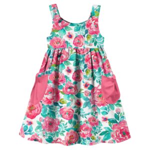 vieille toddler summer dresses 4t 5t little girls flower dress with big pocket casual sundress for daily playwear holiday party