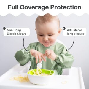 Zoosa Baby Long Sleeve Waterproof Bibs for Baby Boy Girl,Baby Led Weaning Smock Outfit for Toddler 6 Months-2 Years,Machine Washable