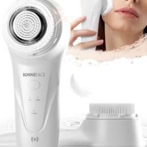 BONNIEFACE Sonic Facial Cleansing Brush for Deep and Through Facial Cleansing, Waterproof Face Scrubber and Ultimate Blackhead Remover for Daily Skin Care, Rechargeable and Gentle Face Exfoliator