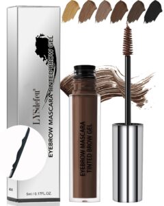 waterproof tinted brow gel-long lasting smudgeproof liquid eyebrow makeup,eyebrow mascara tinted brow glue,brow filler tint,volumizing enhance brow mascara,with brow razor brush for women-04dark brown