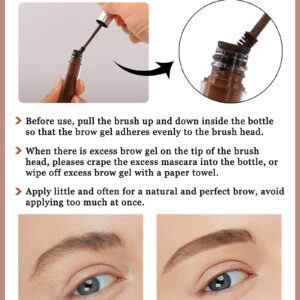 Waterproof Tinted Brow Gel-Long Lasting SmudgeProof Liquid Eyebrow Makeup,Eyebrow Mascara Tinted Brow Glue,Brow Filler Tint,Volumizing Enhance Brow Mascara,With Brow Razor Brush for Women-04Dark Brown