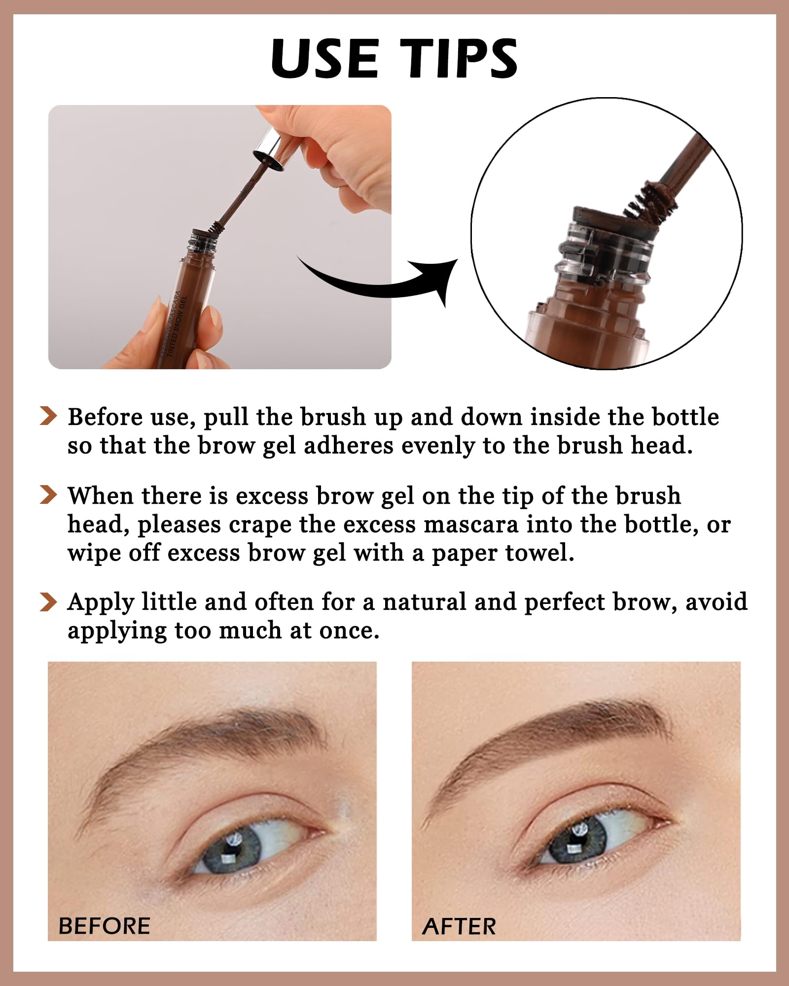 Waterproof Tinted Brow Gel-Long Lasting SmudgeProof Liquid Eyebrow Makeup,Eyebrow Mascara Tinted Brow Glue,Brow Filler Tint,Volumizing Enhance Brow Mascara,With Brow Razor Brush for Women-04Dark Brown