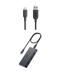 anker usb c hub, 556 usb-c hub (usb4, 8-in-1) with 1.6ft usb4 cable, 10 gbps usb-c and usb-a data ports, 8k hdmi and displayport powerline ii usb-c to usb 3.1 gen2 cable (3ft)