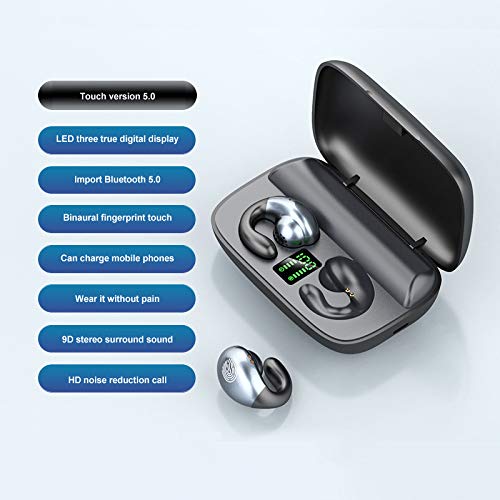 Open Ear Earbuds Earhooks Mini Bone Conduction Headphones Wireless Earbuds with Waterproof Bluetooth Cycling Earpiece Noise Canceling Headset Sports Bluetooth 5.0 Earphones Headset for Cycling Driving