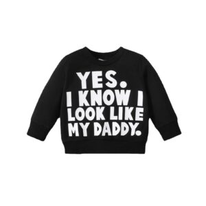 newborn infant baby girls boys print letter autumn long sleeve hoodie sweatshirt pullover clothes 5t girls sweatshirts (black, 12-18 months)