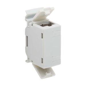 tripp lite din-rail cat6a rj45 shielded in-line mountable snap-in coupler & poe++, emi/rfi shielding, backwards compatible, female-to-female, taa compliant, manufacturer's warranty (n235-d01-sh-6a)