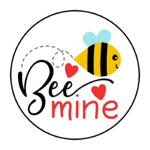 30 bee mine stickers, valentine's, labels, envelope seals, bumble bee