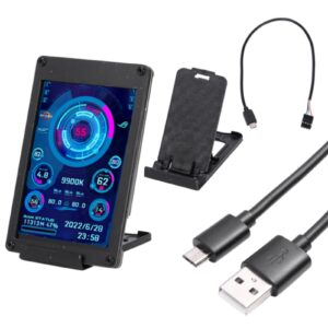 computer temp monitor, 3.5in ips usb screen cpu gpu ram temperature display pc sensor panel, 360° rotation auto screen shutdown for aida64 for rpi for linux for windows