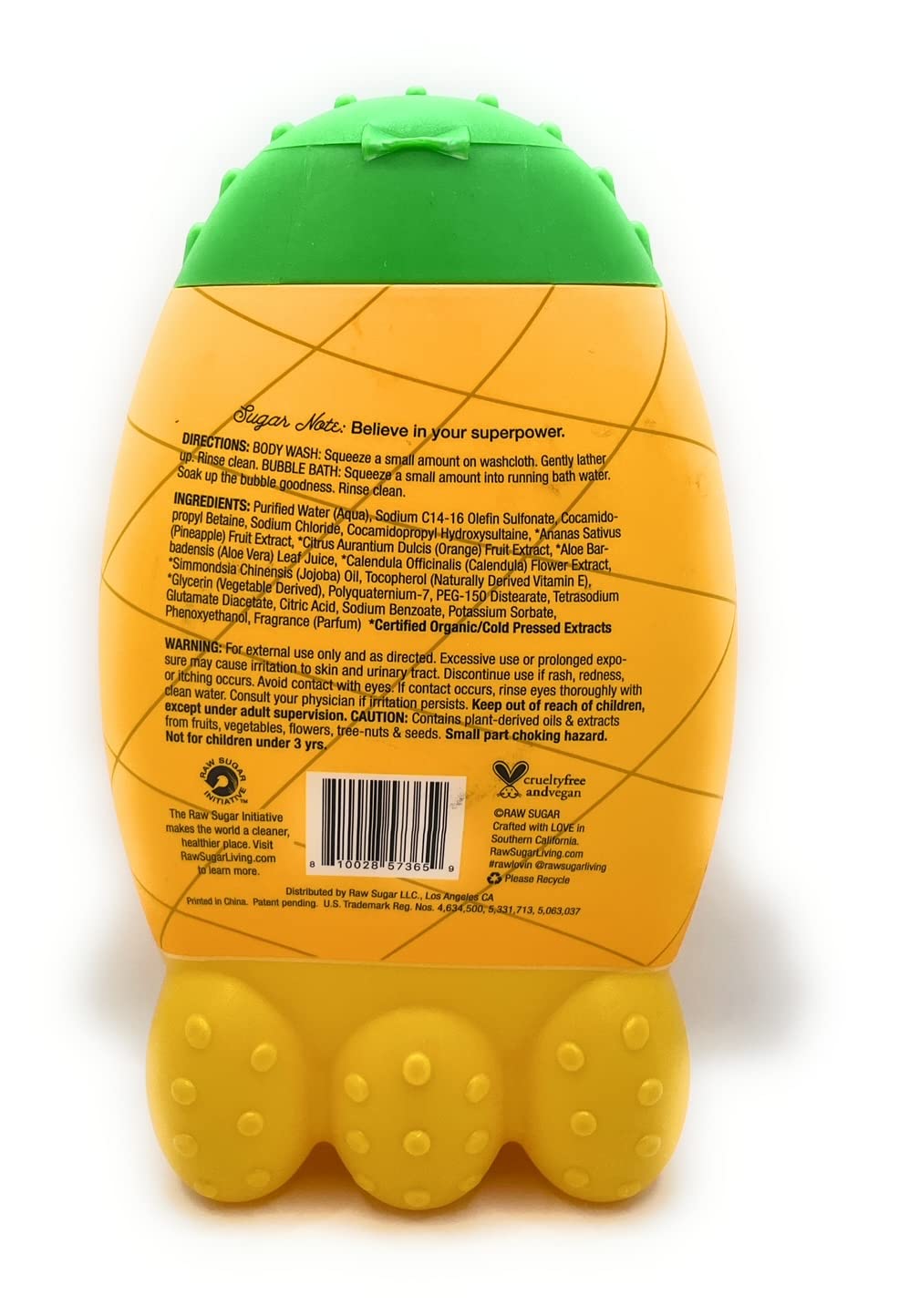 Kids 2-in-1 Banana + Strawberry Shampoo & Conditioner, Pineapple + Orange Bubble Bath & Body Wash by Raw Sugar 12 fl oz (Pack of 2) + Loofah