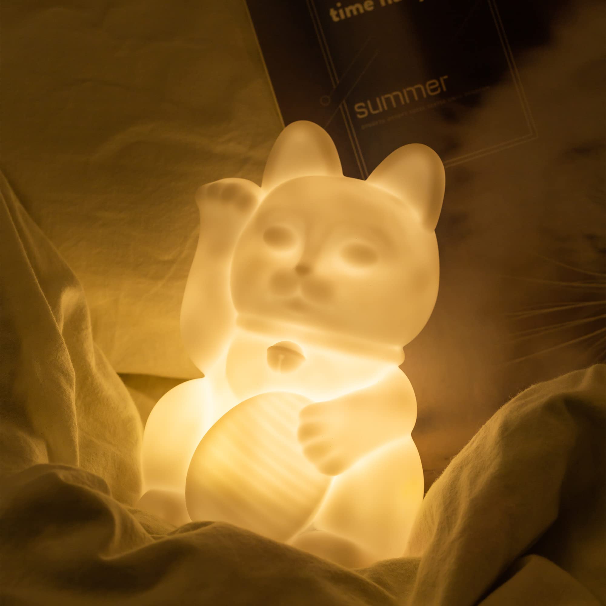 CHANGSHUN Fortune cat Night Light for Kids Tap Control Baby Soft Glue Night Light Lamp Kawaii Gift Room Decor Teen Girl