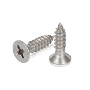 hession wood screws stainless steel 304 flat head phillips drive self tapping screw for sheet metal thread sharp point 20pcs pack (#8 x 5/8 inch)