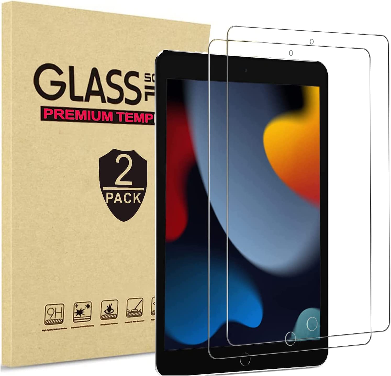 Lnuyefn [2 Pack] Screen Protector For Galaxy Tab A 10.1 Inch 2019 Model SM-T510/T515/T517, Tempered Glass Screen Film Guard For Samsung Tablet Tab A 10.1 Anti-Scratch 9H Hardness Bubble-free Clear