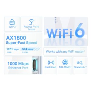 TP-Link AX1800 WiFi 6 Extender Internet Booster, up to 1500 sq.ft and 30 Devices, Dual Band Wireless Signal Booster Repeater, Gigabit Ethernet Port, AP Mode, OneMesh Compatible(RE600X) (Renewed)