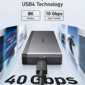 Anker USB C Hub, 556 USB-C Hub (USB4, 8-in-1) with 1.6ft USB4 Cable, 10 Gbps USB-C and USB-A Data Ports, 8K HDMI and DisplayPort & Anker 515 USB 4 Cable 3.3 ft, Supports 8K HD Display