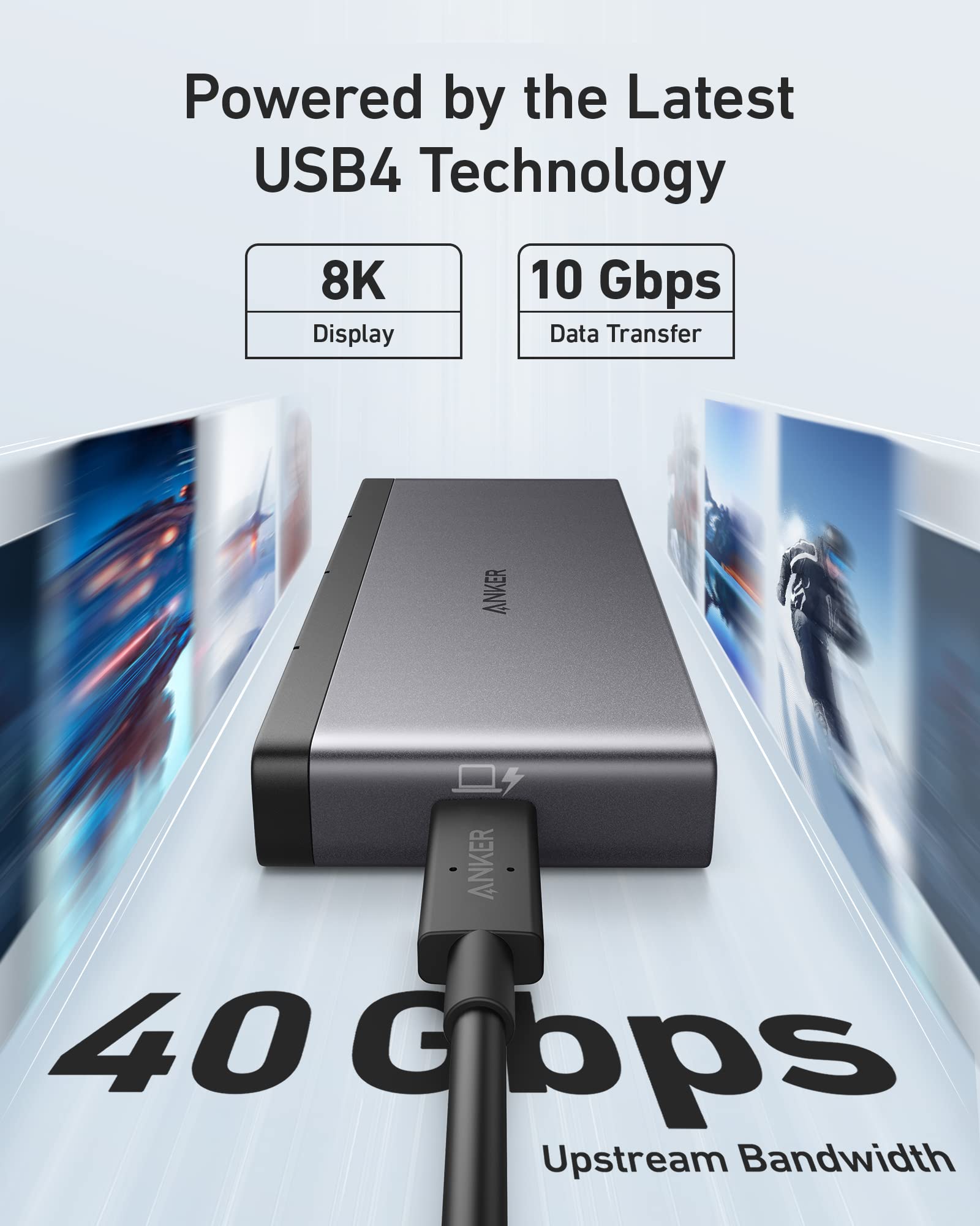 Anker USB C Hub, 556 USB-C Hub (USB4, 8-in-1) with 1.6ft USB4 Cable, 10 Gbps USB-C and USB-A Data Ports, 8K HDMI and DisplayPort & Anker 515 USB 4 Cable 3.3 ft, Supports 8K HD Display