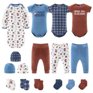 the peanutshell newborn clothes & accessories gift set for baby boys, 16 piece layette set, fits newborn to 3 months