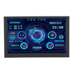 5 inch ips computer monitor,pc temperature display,pc sensor panel display type-c sub screen for pc cpu usage and temperature, internet speed, date, time, volume, weather