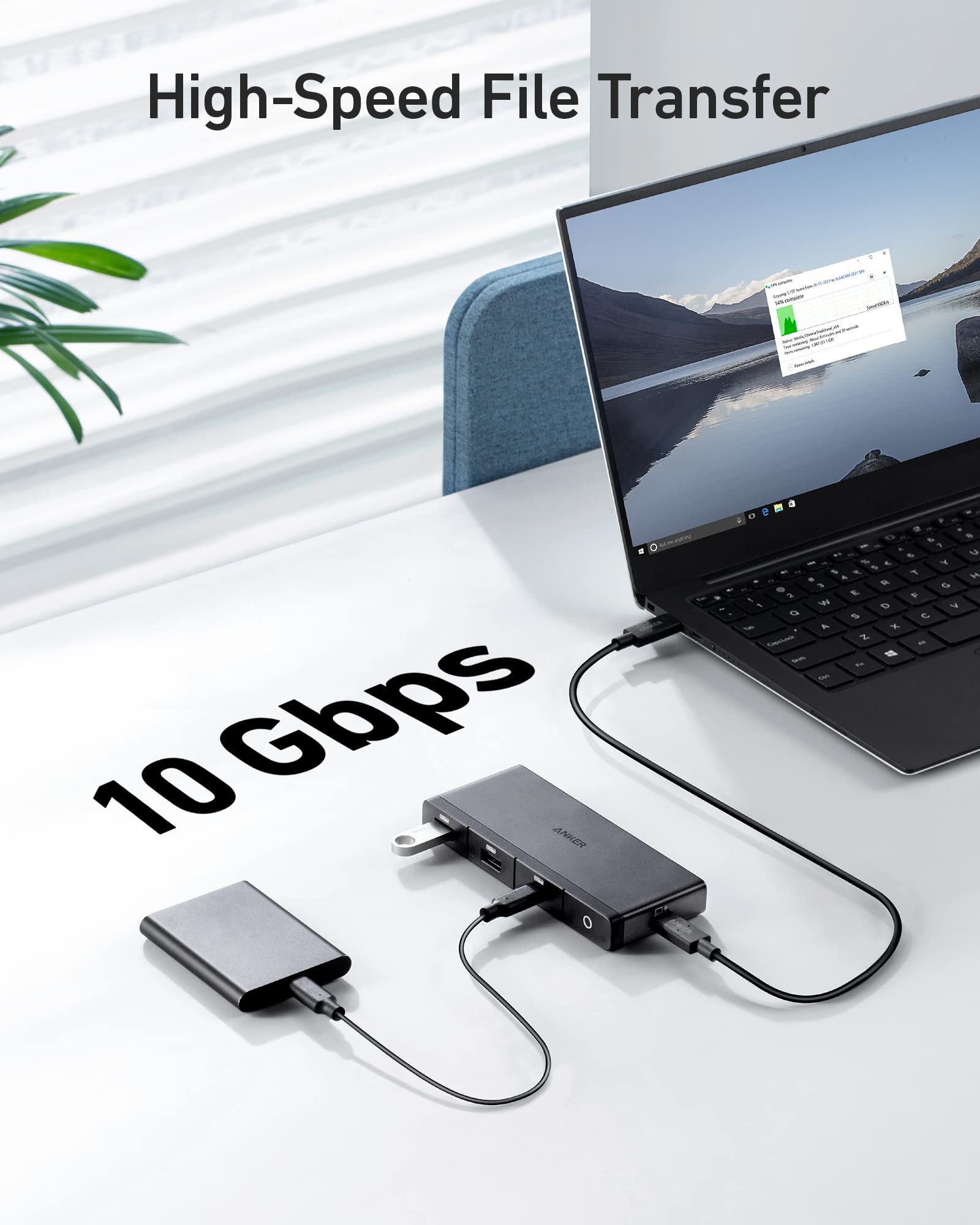 Anker USB C Hub, 556 USB-C Hub (USB4, 8-in-1) with 1.6ft USB4 Cable, 10 Gbps USB-C and USB-A Data Ports, 8K HDMI and DisplayPort & Anker 515 USB 4 Cable 3.3 ft, Supports 8K HD Display