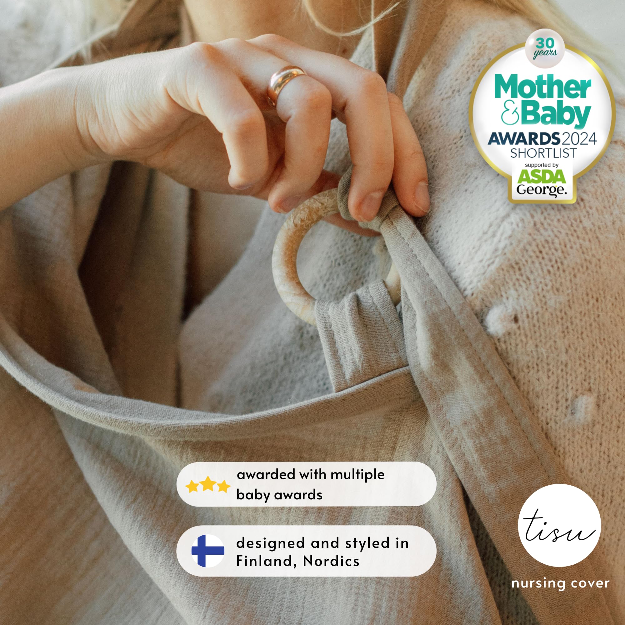 Nursing Cover for Baby Breastfeeding & Pumping | Multi Use Car Seat Stroller Cover | Breathable Soft Muslin Cotton | Breast Feeding Apron & Shawl by TISU (Oat Beige (Neutral))