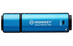 kingston ironkey vault privacy 50 usb-c 32gb flash drive | fips 197 certified | xts-aes 256-bit | badusb and brute force protection | mult-password option | ikvp50c/32gb