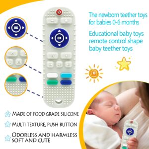 Remote Control Teether Toy for Babies 6 to 12 Months,Baby Teething Toys Tv Remote Shape with Pacifier Clip（White）