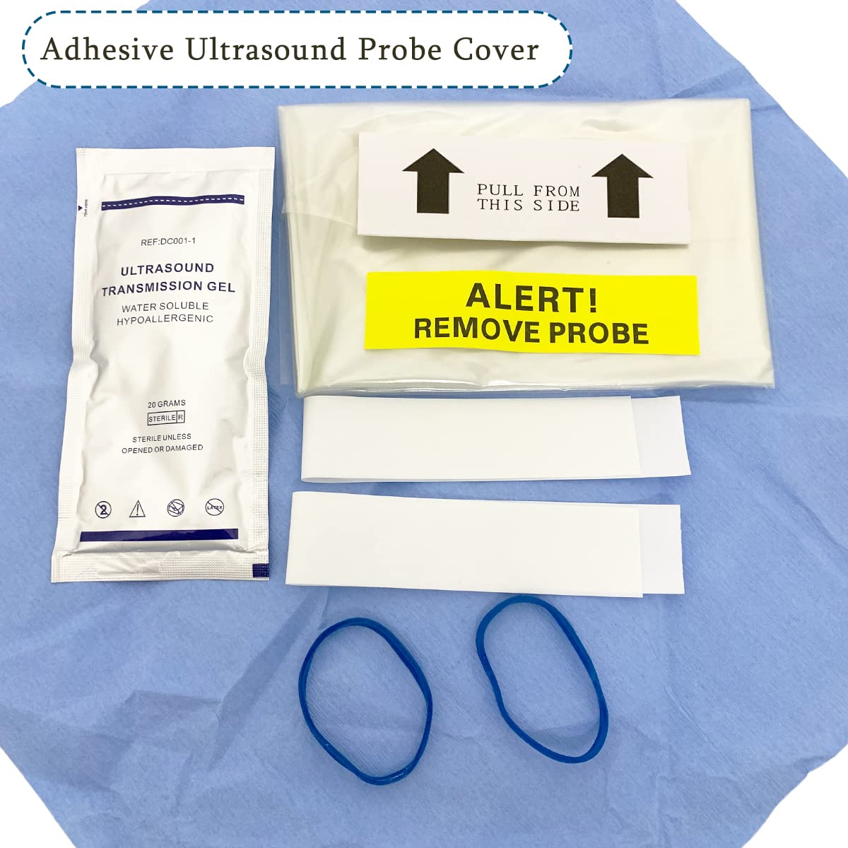 Ultrasound Probe Cover with Adhesive, Transducer Disposable Clear Latex-Free Sterile Protector, Packaging Individual, 50 Pcs (6" x 48")