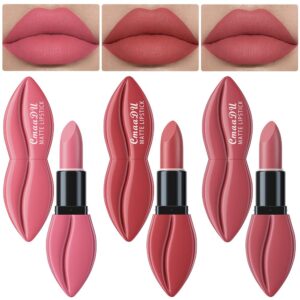 evpct 3pcs nude pink mauve brown matte velvet lipstick set long lasting 24 hours matte lip stick packs lip stain gloss makeup set for women labiales matte larga duracion 24 05#06#07#