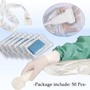 Ultrasound Probe Cover with Adhesive, Transducer Disposable Clear Latex-Free Sterile Protector, Packaging Individual, 50 Pcs (6" x 48")