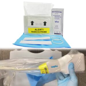 ultrasound probe cover with adhesive, transducer disposable clear latex-free sterile protector, packaging individual, 50 pcs (6" x 48")