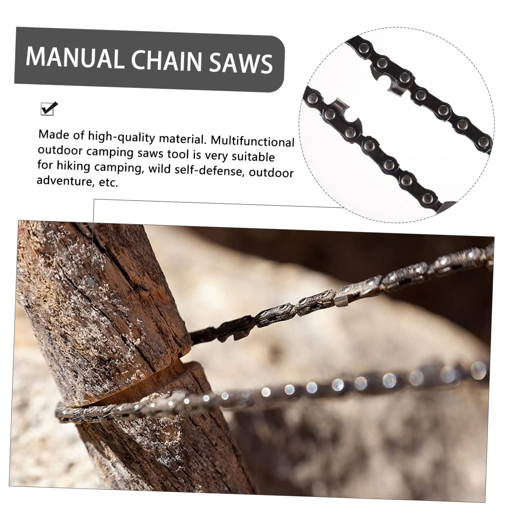 TEHAUX 2pcs Hand Chainsaw Braided Rope Wire Cutter Camping Chain Saws Camping Storage Bag Folding Hand Saws Handy Rope Hand Saws Hand Tools Garden Trimming Tool Zipper Steel The Chain