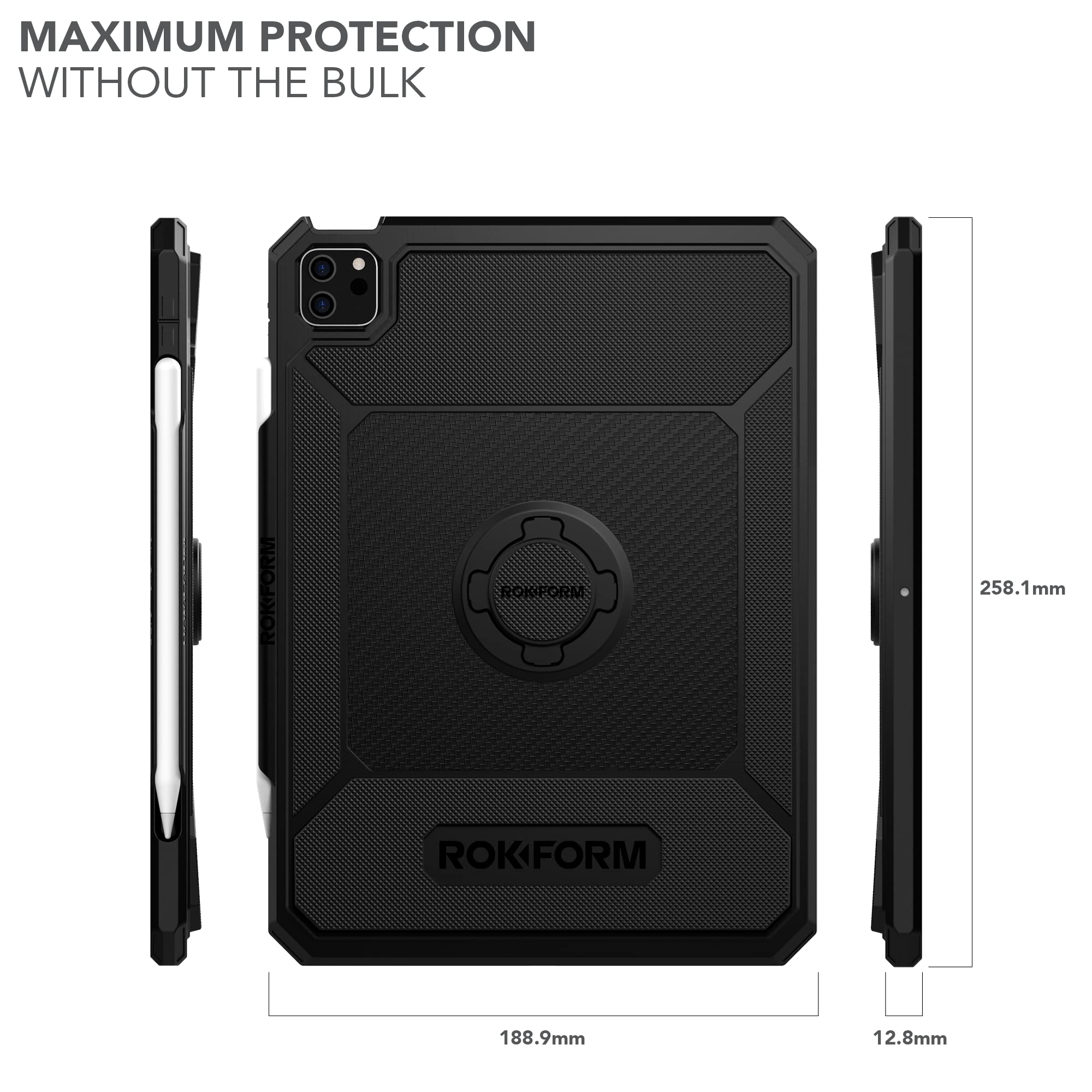 Rokform – Rugged iPad Case 10.9-11 Inch, Magnetic Case with RokLock Twist Lock, Compatible with iPad Air 5 (2022), iPad Air 4 (2020), and The iPad Pro 11” 5th/4th/3rd gen (2021/2020/2018) - Black