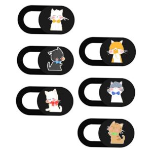 kombiuda black slides 6pcs blocker tablet your protector slider camera pattern accessory slide anti- cover laptop flipping for cat cartoon webcam lens privacy shield computer tablet