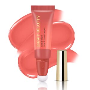 lsxia liquid blush makeup wand, cream liquid blush with cushion applicator for cheeks tint, natural-looking, glow dewy finish, weightless blendable liquid blush stick | #102 energetic-coral orange