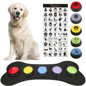 set of 5 color dog buttons with rubber mat for communication,dog talking buttons,pet buttons,dog training & behavior aids,train your dog to voice what they want